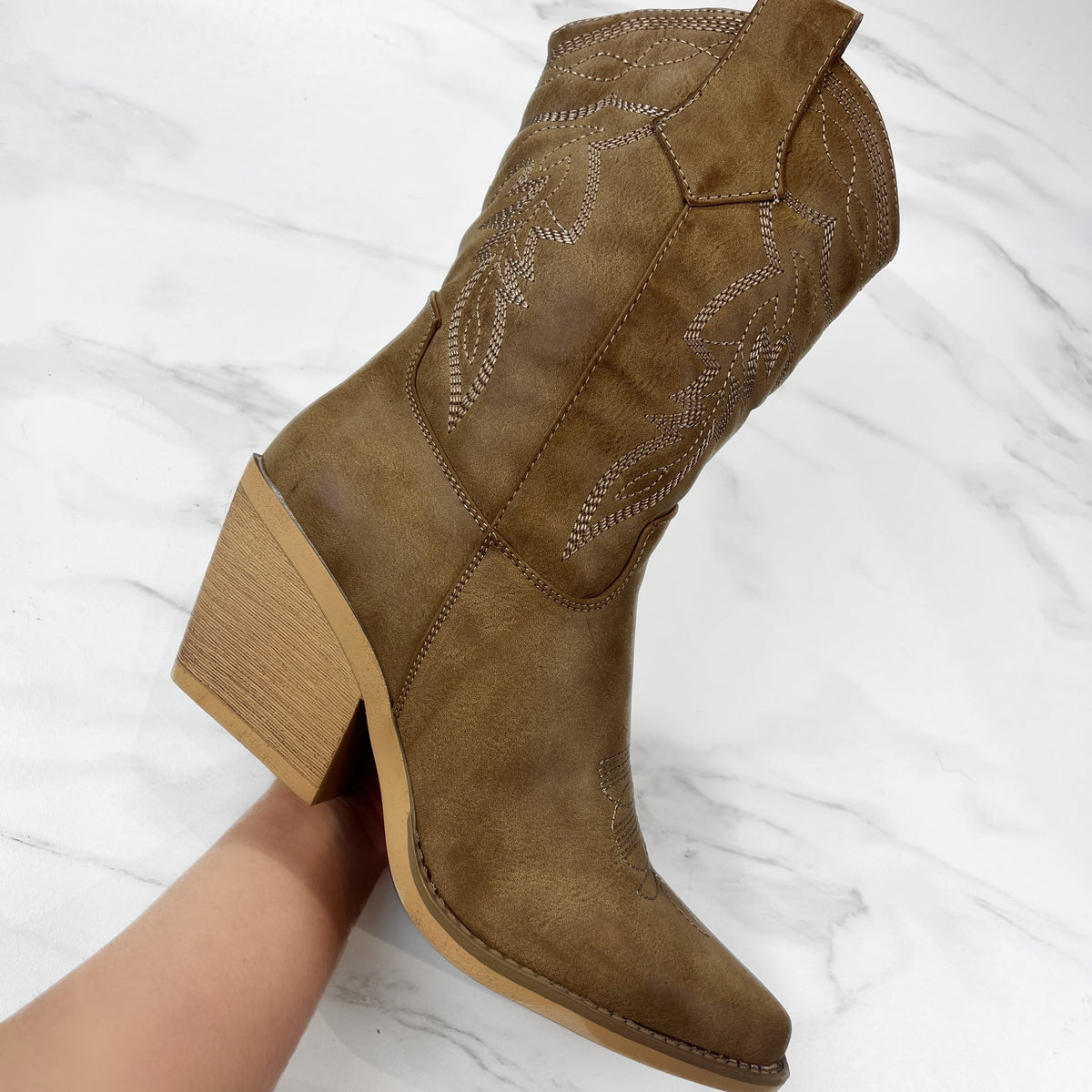 Anika Light Brown Ankle Cowboy Boots – DIA Studios