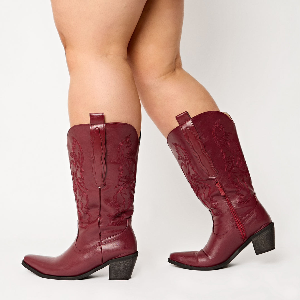Monique Burgundy Wide Calf Plus Size Cowboy Boots – DIA Studios